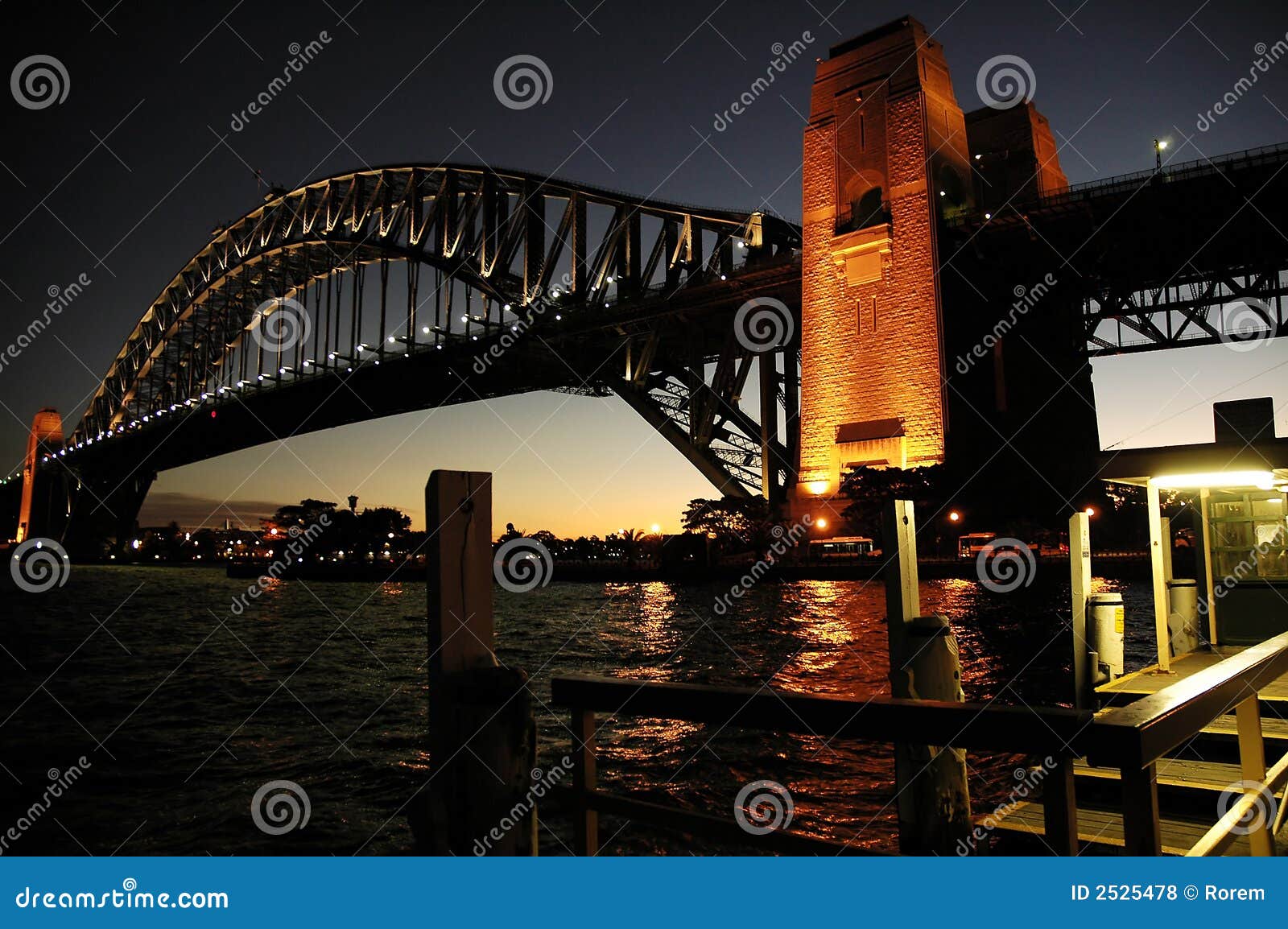Harbour Bridge at night stock photo. Image of skyline - 2525478