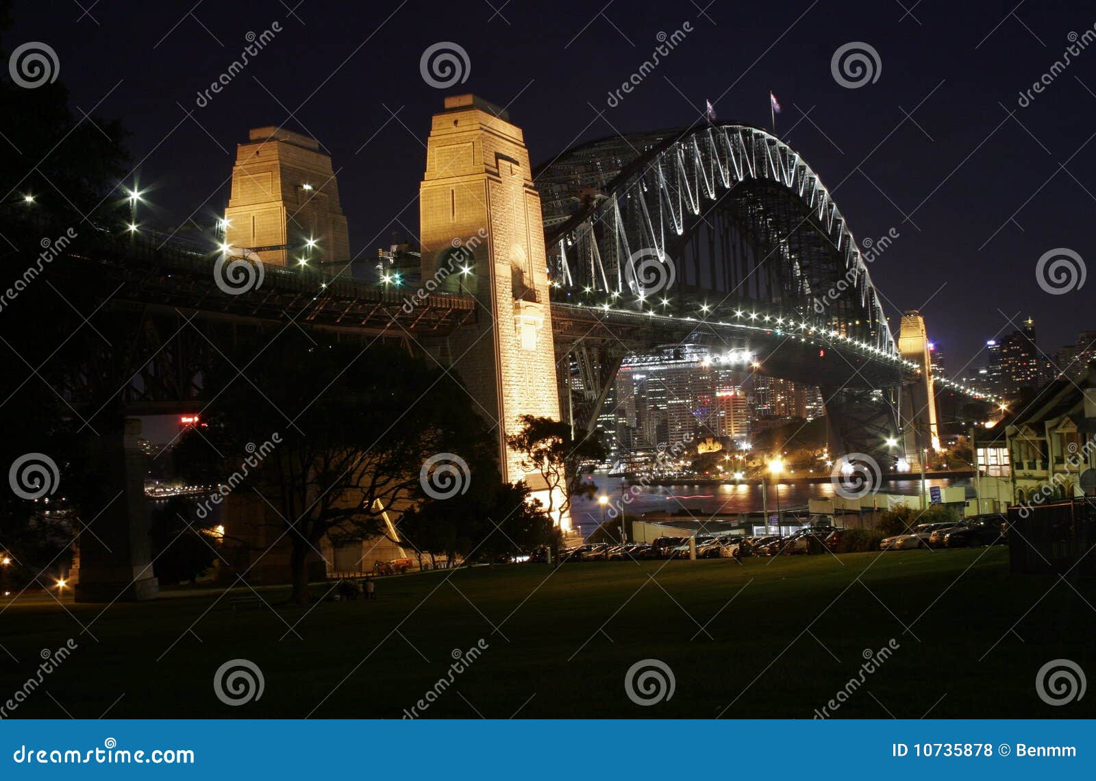 Harbour Bridge at Night (North) Stock Photo - Image of rocks, icon ...