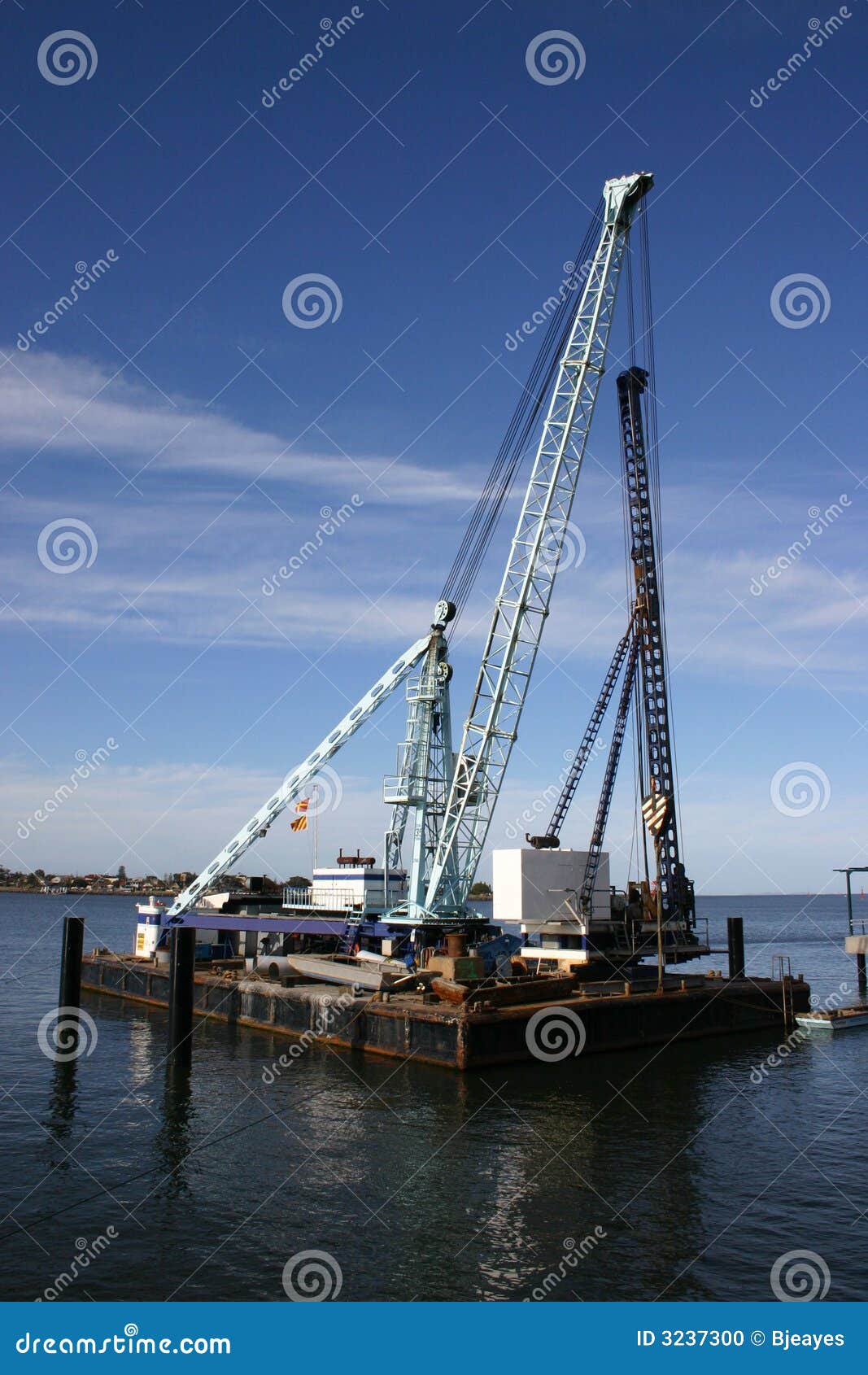 Harbour Construction Barge stock photo. Image of blue - 3237300