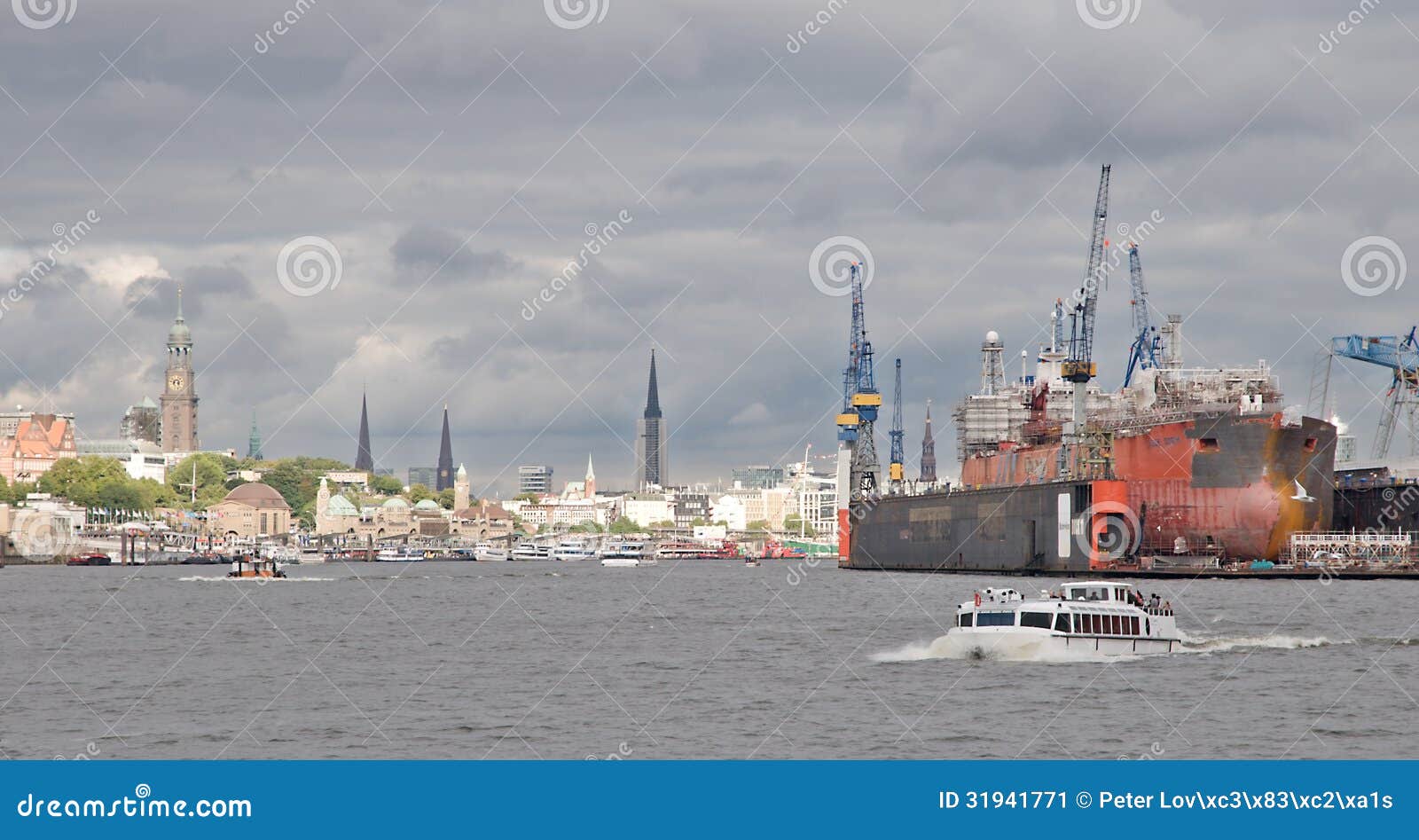 Harbour of Hamburg in Germany Editorial Photo - Image of embarks ...