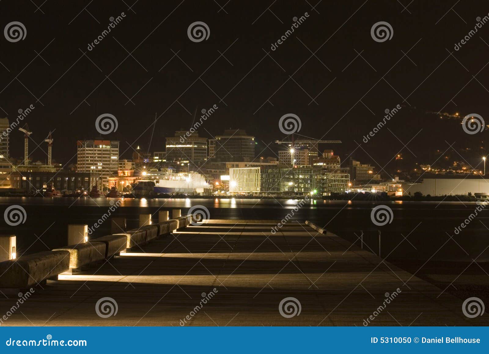 Harbour Pier at Night stock photo. Image of city, dock - 5310050