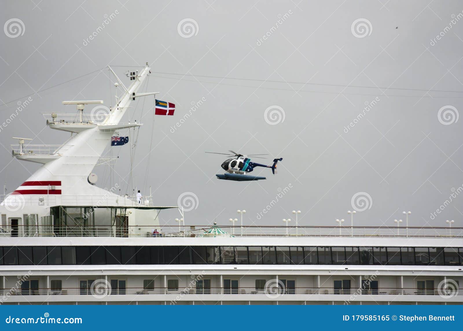 Harbour Pilot Helicopter Approaching a Cruise Ship Editorial Image ...