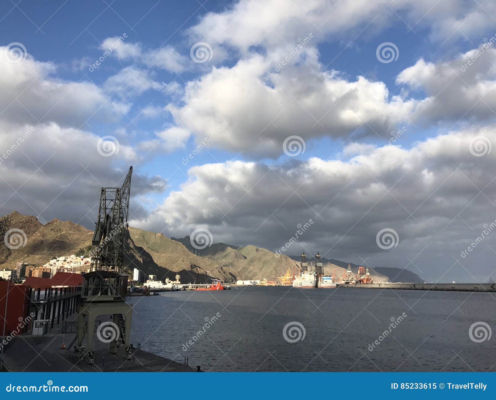 Harbour at Santa Cruz stock image. Image of building - 85233615