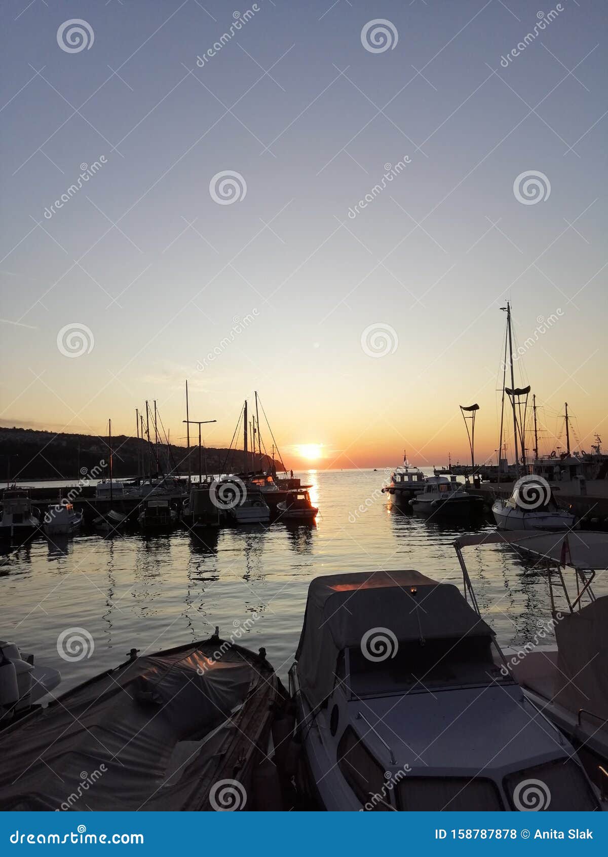 Harbour in the sunset editorial stock photo. Image of sunset - 158787878