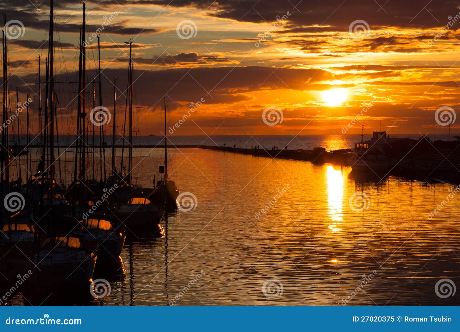 Harbour and the Yachts at Sunset Stock Image - Image of mast, mirror ...
