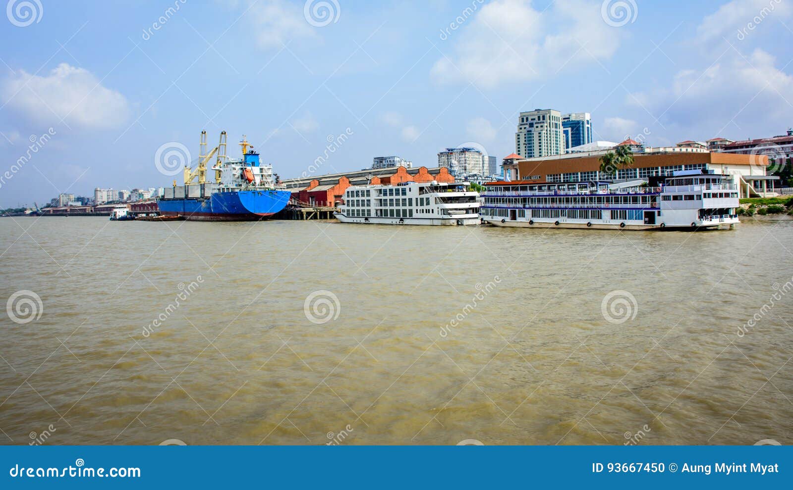 Landscape View of Harbour of Yangon, Myanmar, May-2017 Stock Photo ...