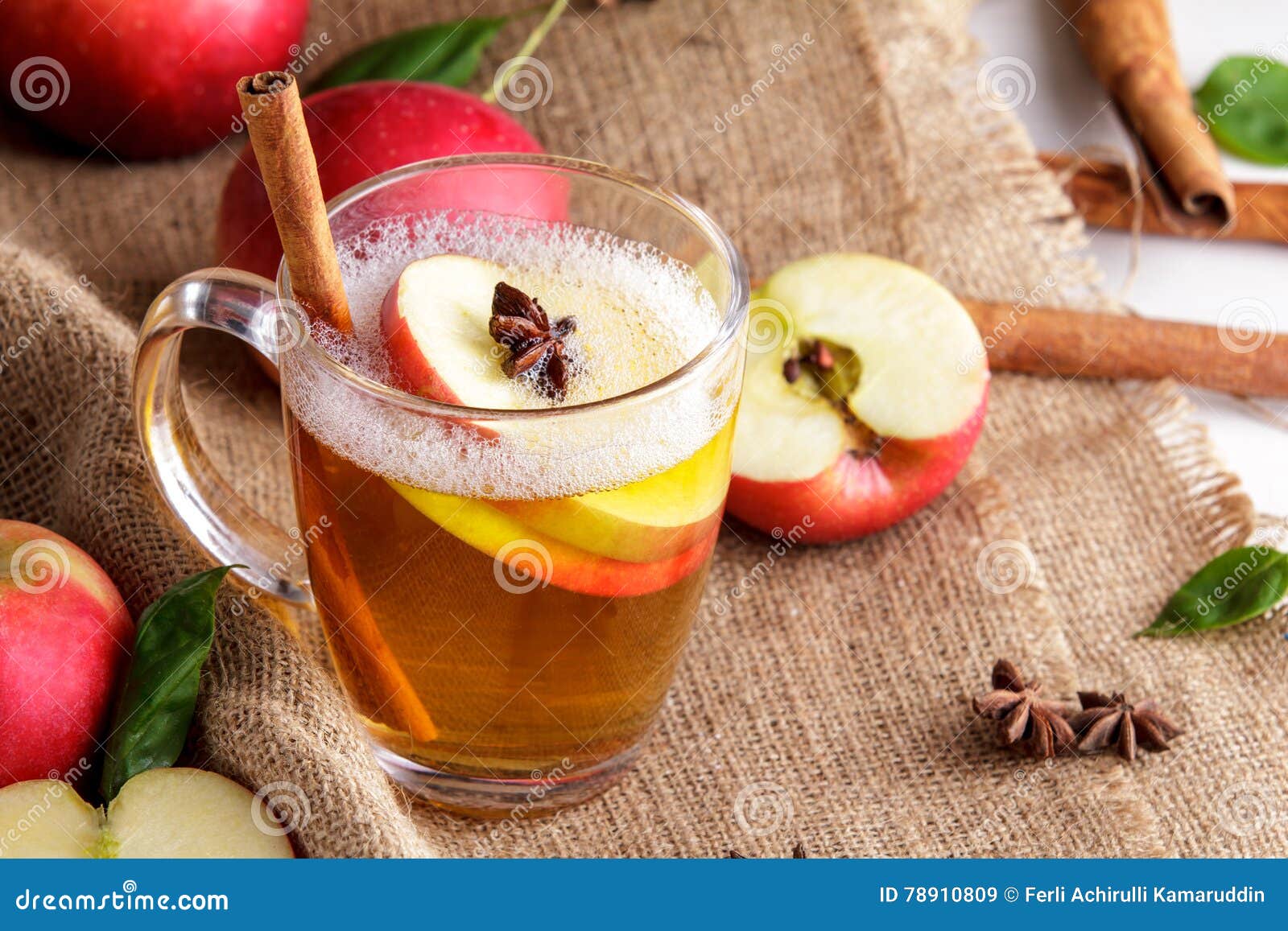 Hard Apple Cider with Cinnamon Stick and Apple Slice Stock Image ...