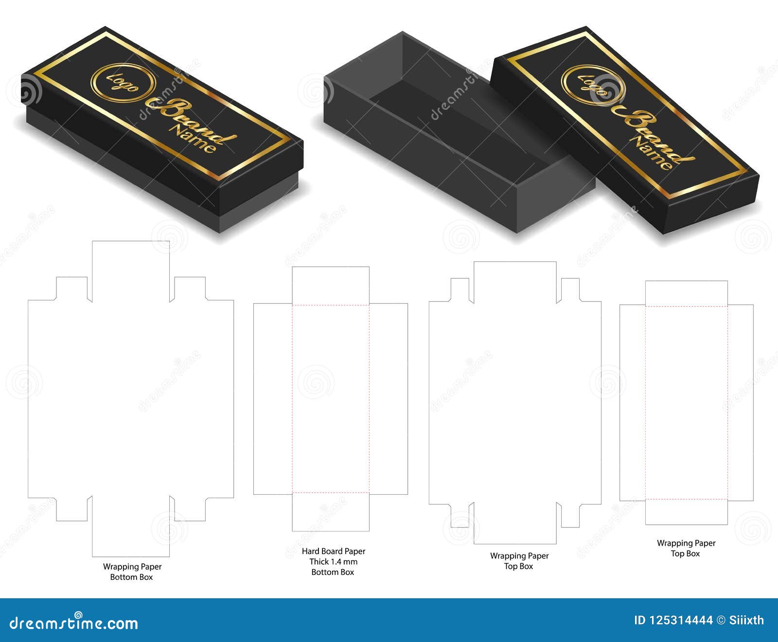 Hard Board Paper Rigid Box 3d Mockup with Dieline Stock Vector ...