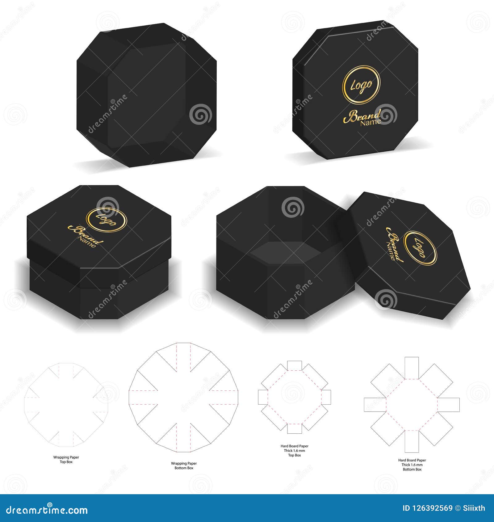 Hard Rigid Box 3d Mockup With Dieline Template Vector Illustration ...