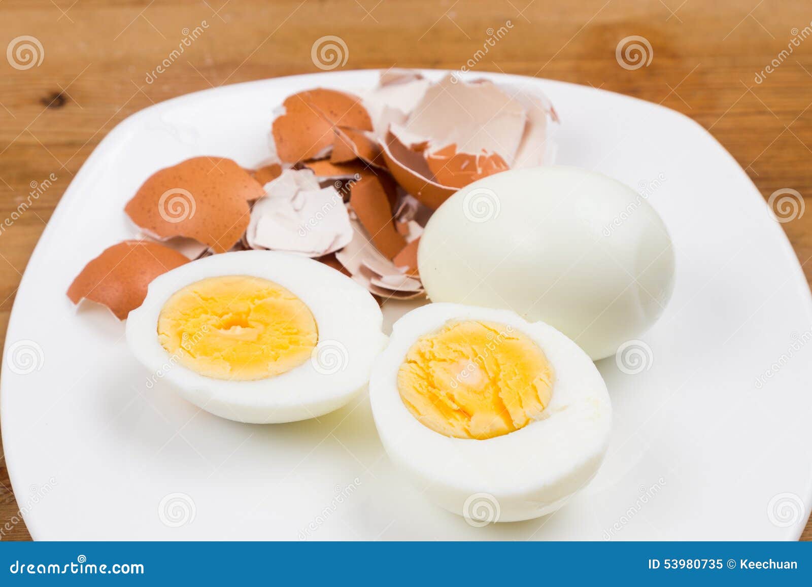 Hard Boiled Egg with Peeled and Shattered Shells on Plate Stock Image ...