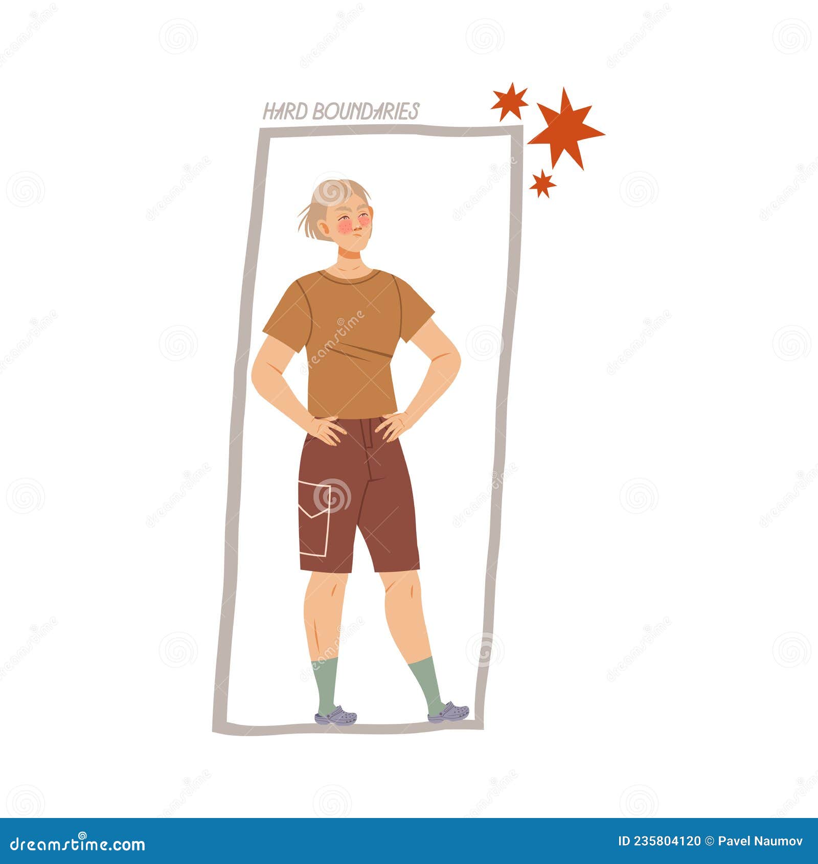 Hard Boundaries. Boy Standing Inside Drawn Rectangular Shape Boundaries ...