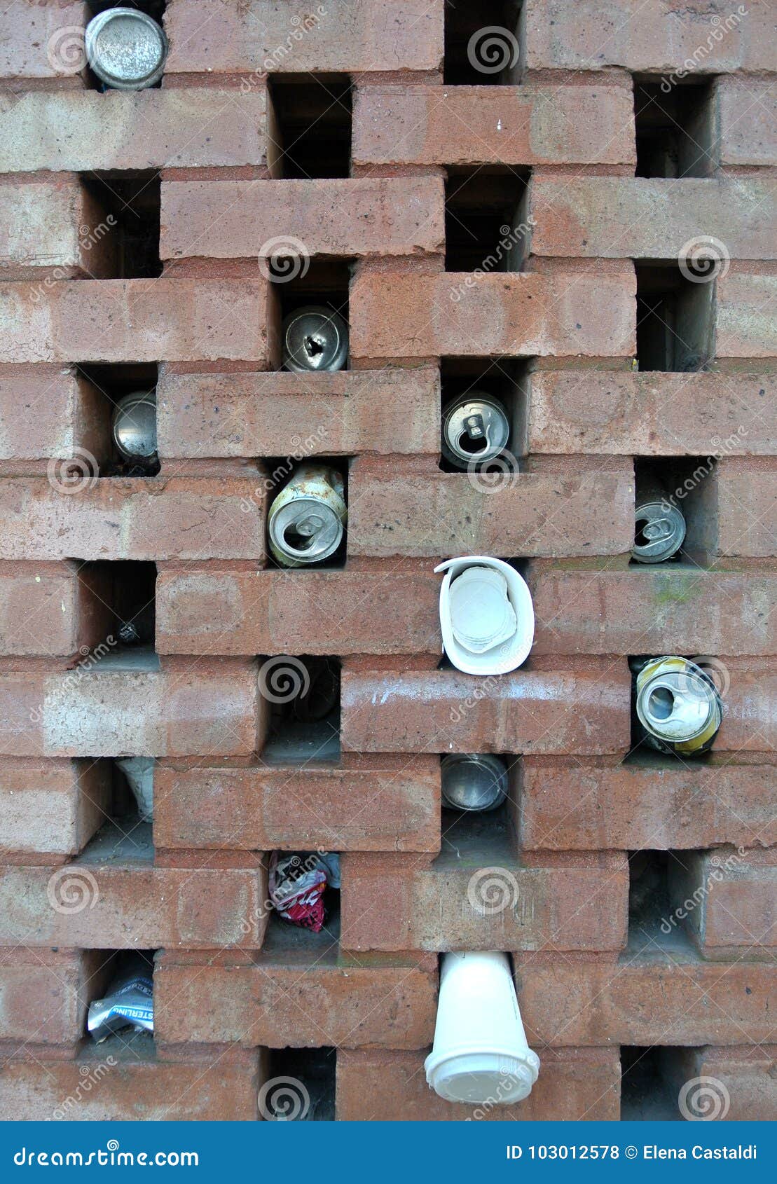 Hard Brick Wall with Garbage Stock Photo - Image of effects, built ...