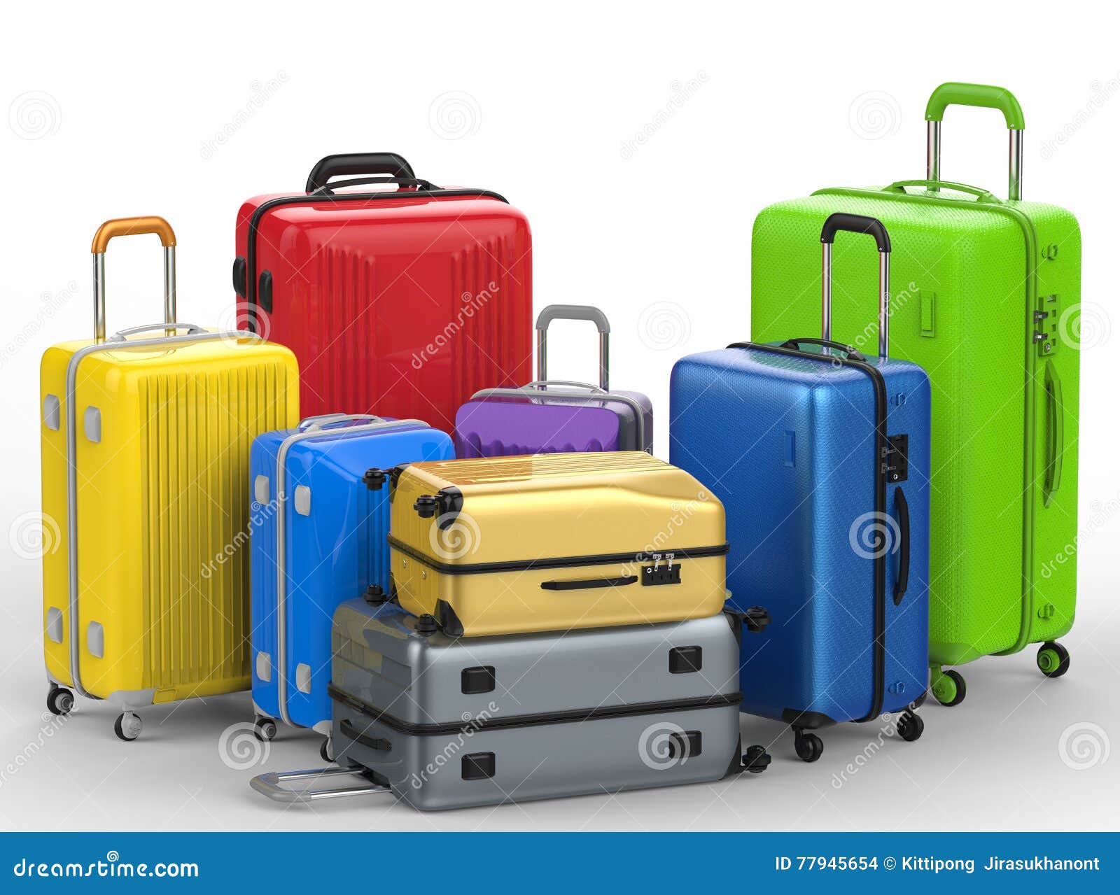 Hard Case Colorful Luggages Stock Illustration - Illustration of ...