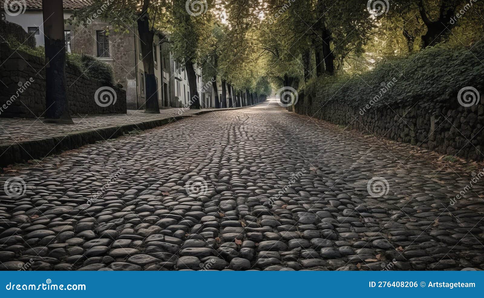 The Hard Cobblestones on a Centuries Old Road. AI Generated Stock ...