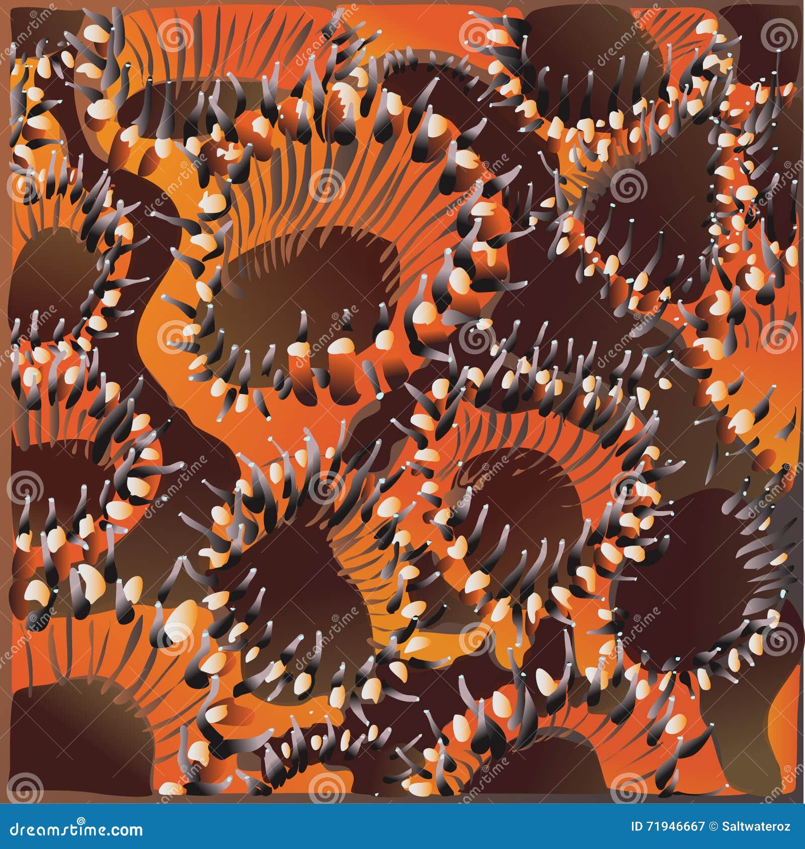 Coral Polyps Seamless Pattern. Kelp Laminaria Seaweed Algae Background ...