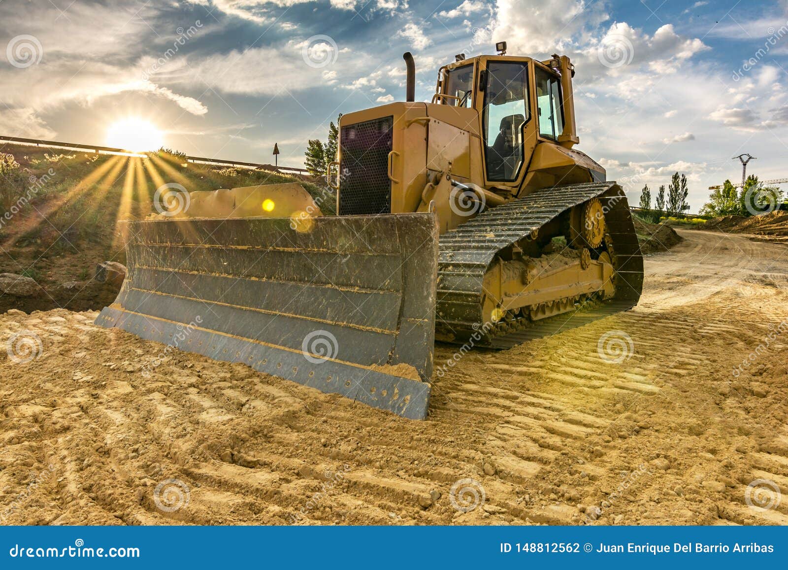 A Hard Day of Work in Road Construction with Heavy Machinery Stock ...