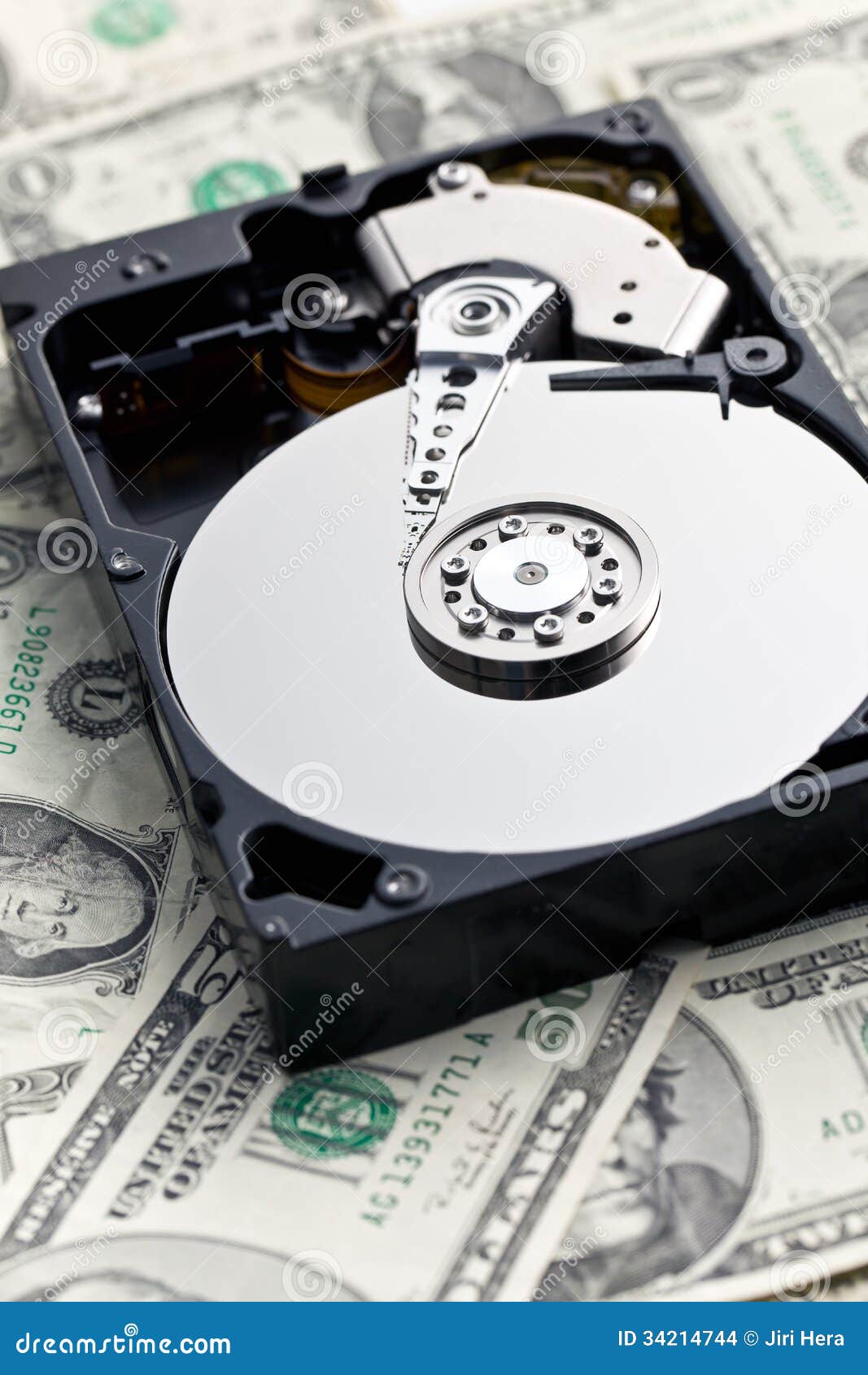 Hard Disk on American Dollars Stock Photo - Image of harddisk, memory ...