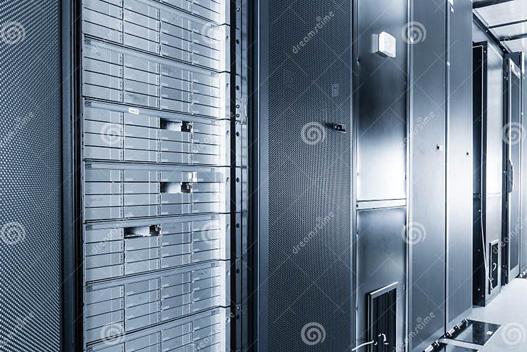 Hard Disk Array Inside Server Rack Stock Image - Image of data ...