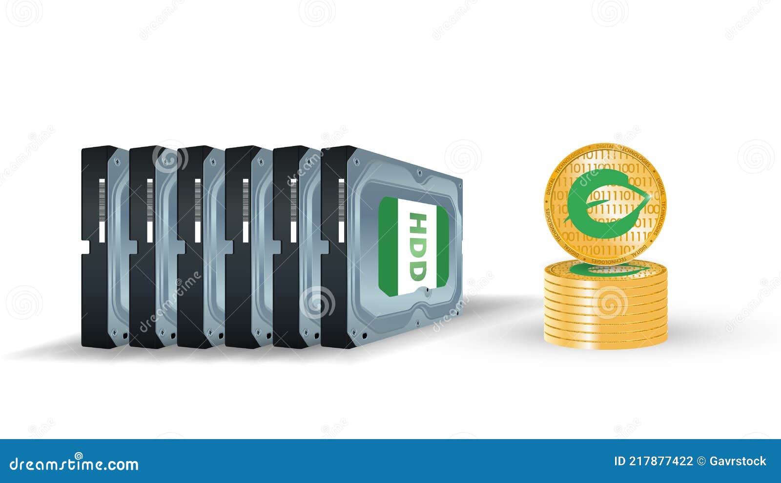 Hard Disk with Coins of Cryptocurrency Chia on a White Background ...