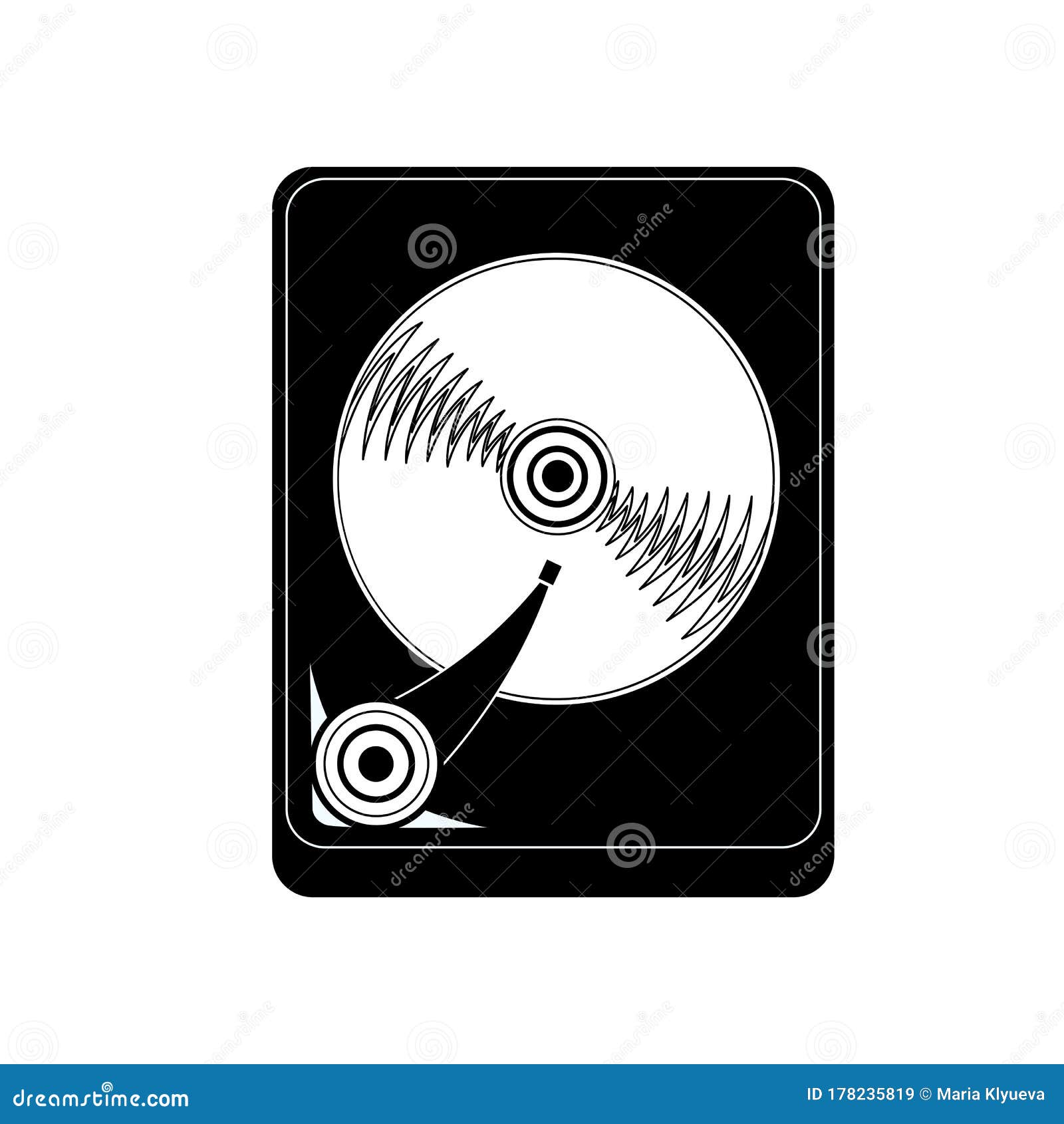 The Hard Disk of the Computer is Black and White. Vector Stock Vector ...