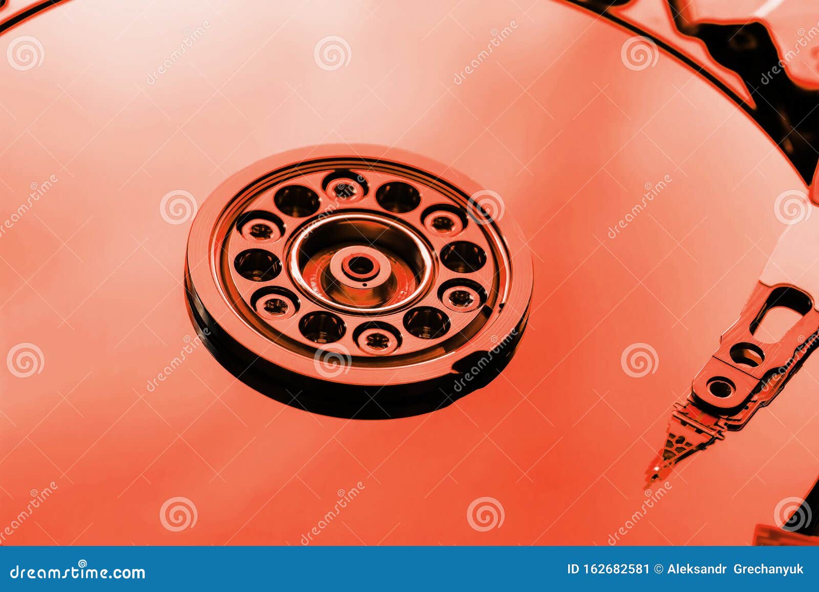 The Hard Disk from the Computer HDD is Red, with a Mirror Effect. the ...
