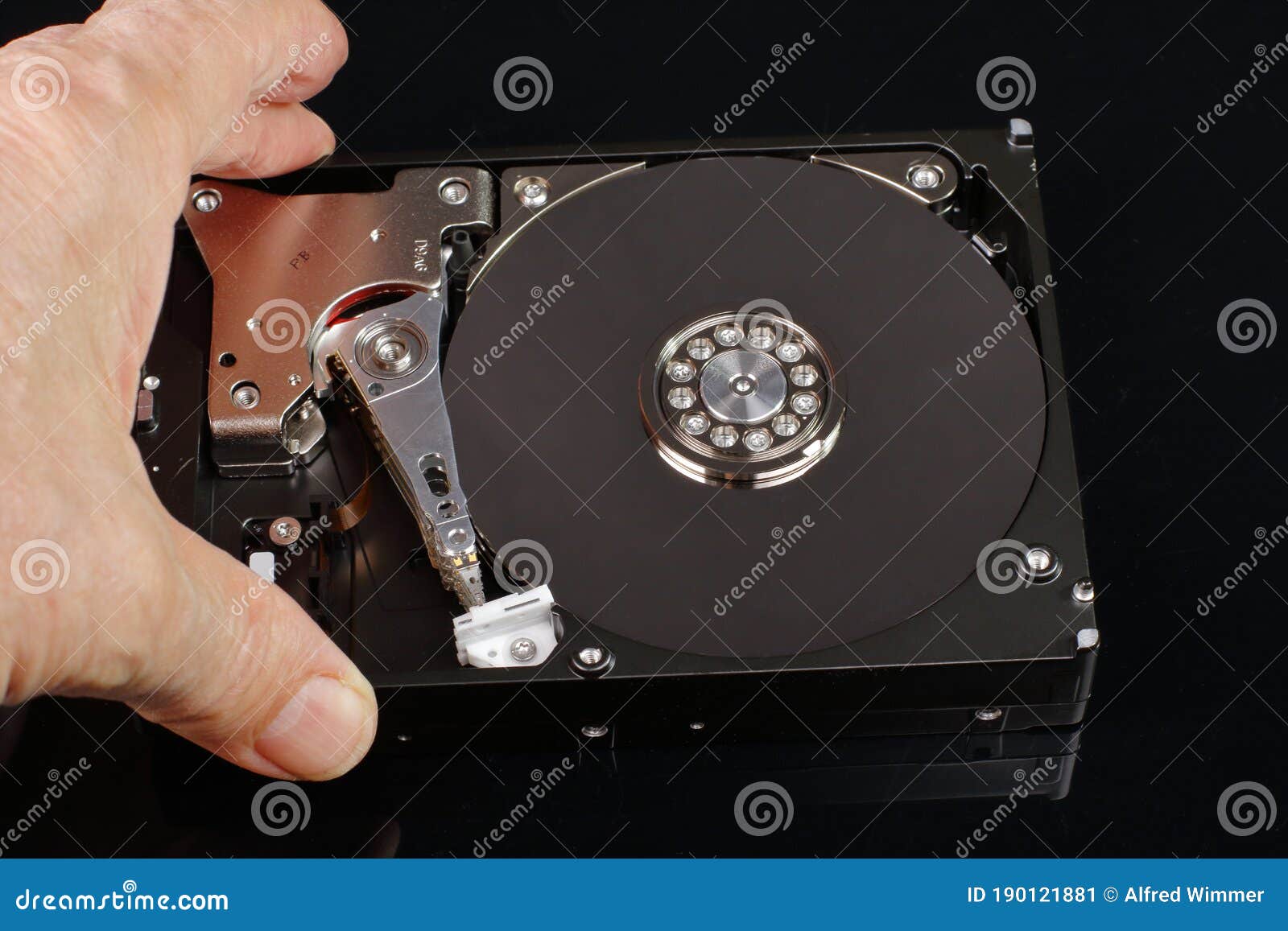A Hard Disk for Data Storage Inside on Black Background Stock Image ...