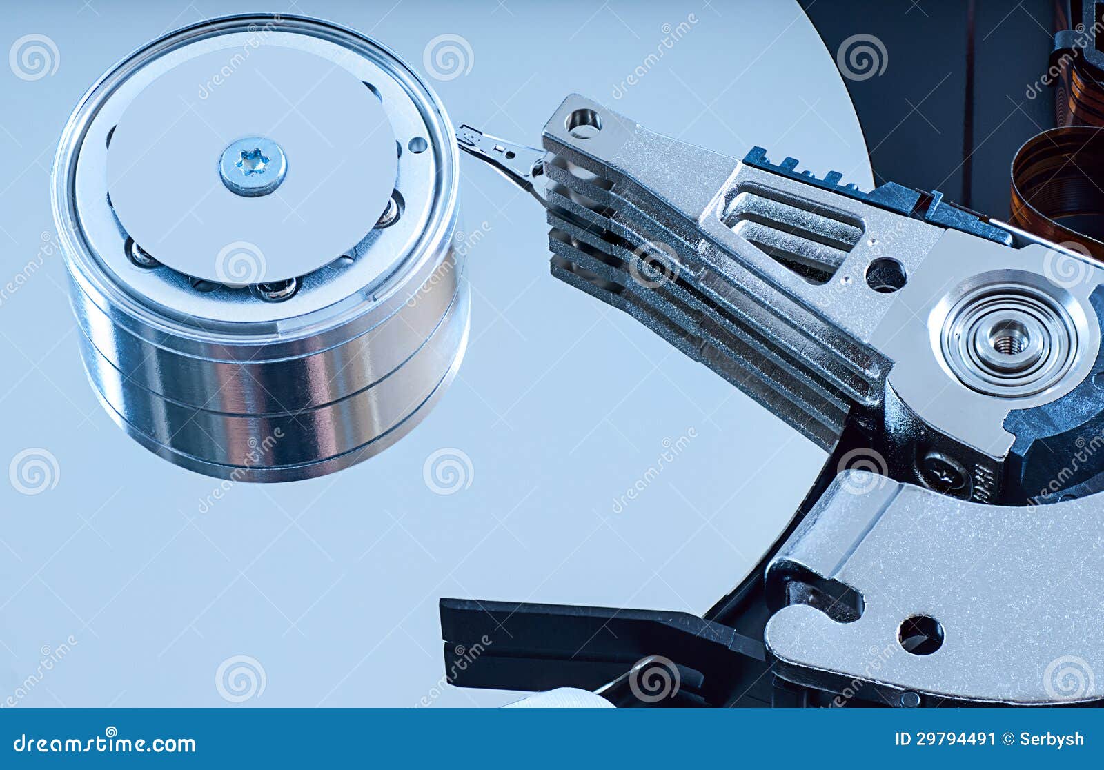 Hard Disk Detail with a Blue Hue Stock Image - Image of device, inside ...