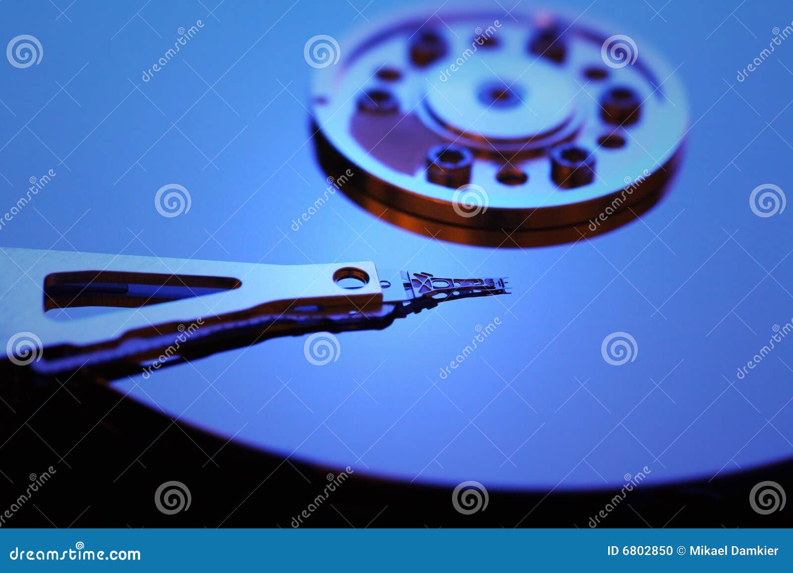 Hard Disk Detail with a Blue Light Stock Photo - Image of medium, open ...