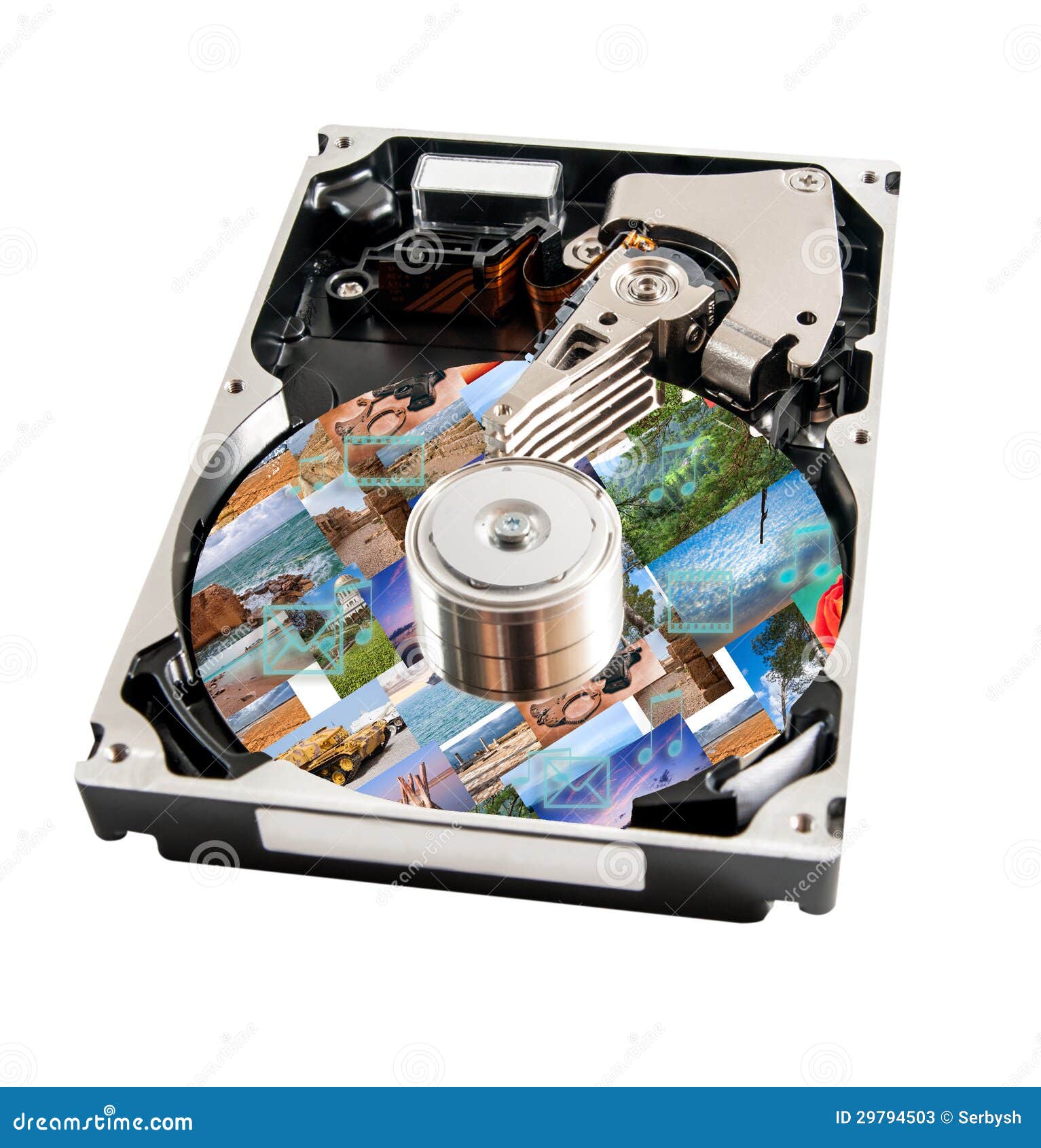 Hard Disk Detail with Media Data this on a Surface Stock Image - Image ...