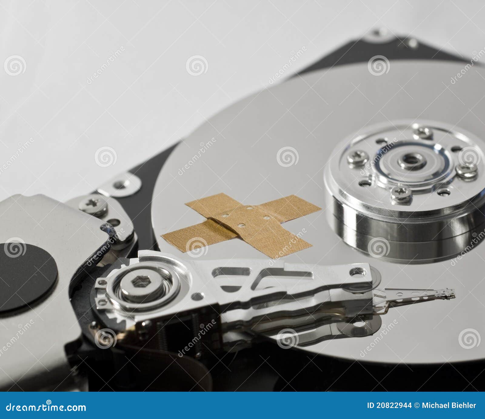Hard Disk Drive with Band-aid Stock Photo - Image of fixed, horizontal ...