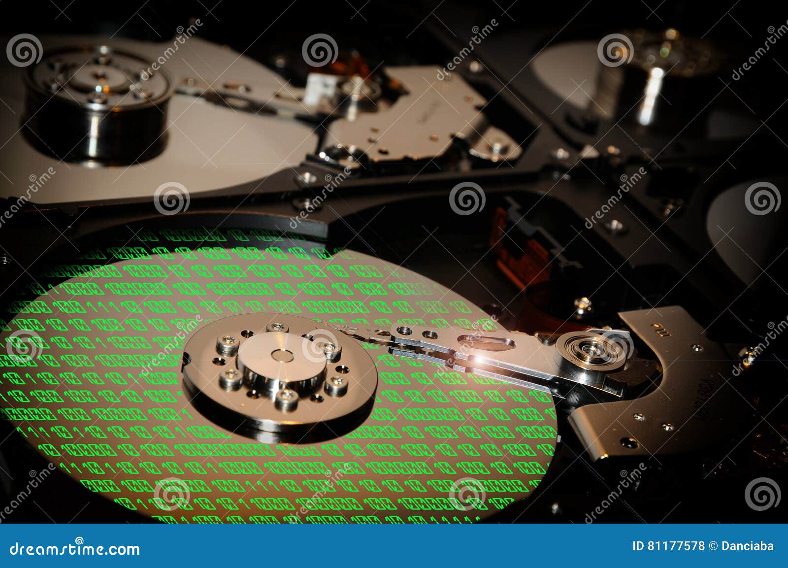Hard Disk Drive with Binary Abstract Color Reflection. Stock Photo ...