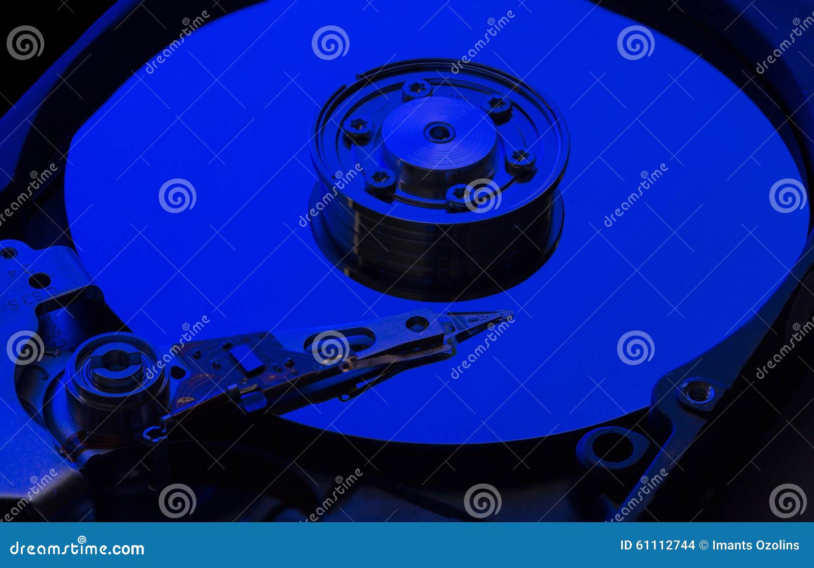 Hard disk drive Blue stock photo. Image of server, write - 61112744
