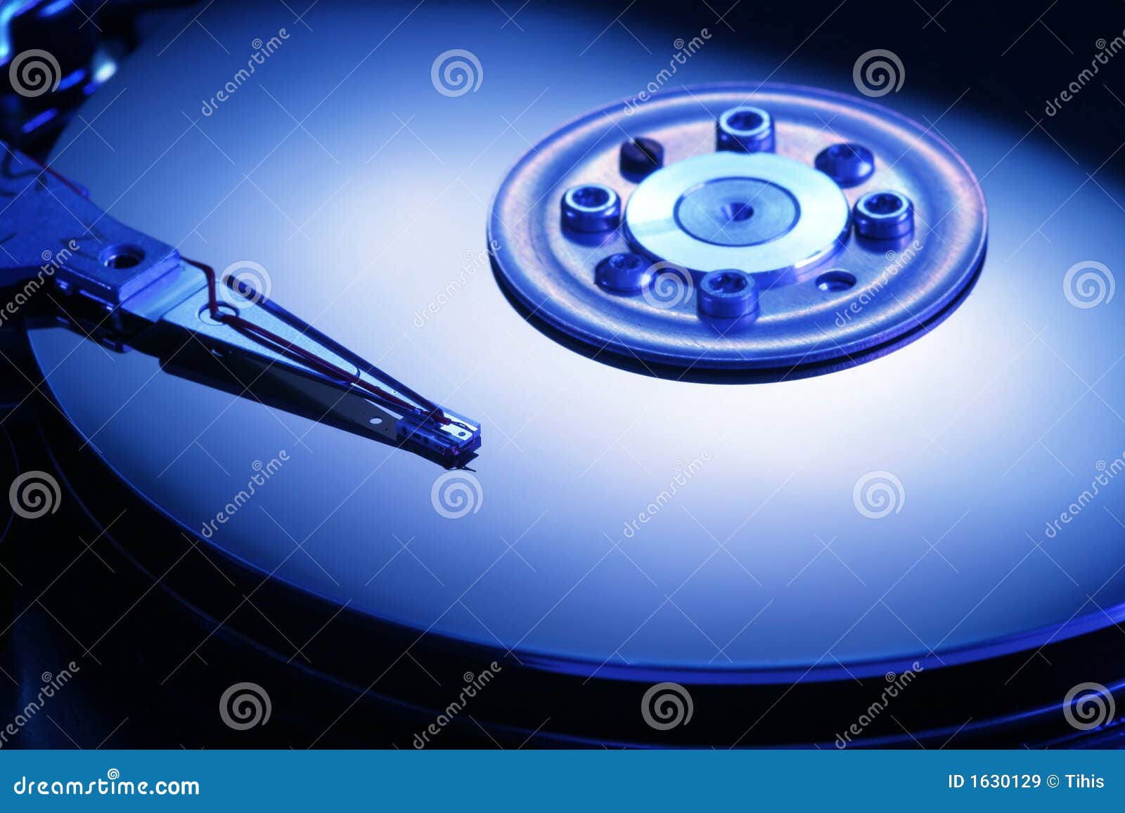 Hard Disk Drive Blue Tint stock image. Image of head, computer - 1630129