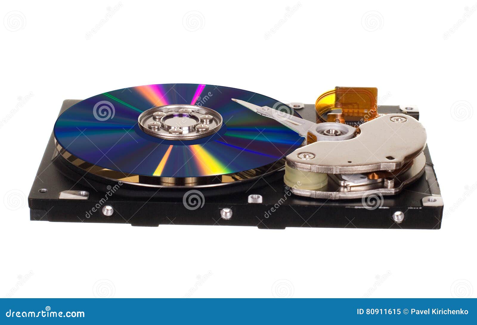 Hard Disk Drive with CD/DVD instead of Magnetic Plate Stock Image ...