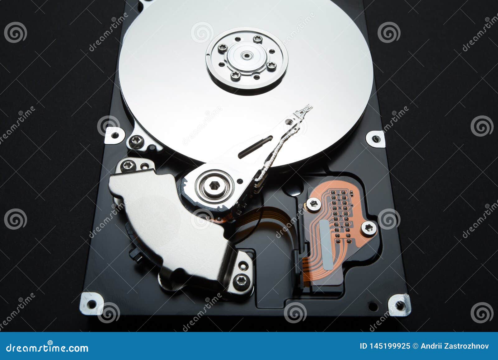 Hard Disk Drive of a Computer on a Black Background Stock Image - Image ...