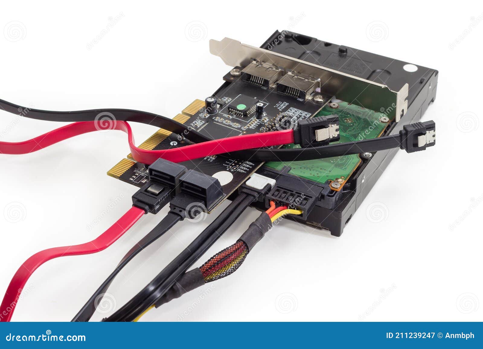 Hard Disk Drive With Disk Controller Card And Cables Stock Image ...