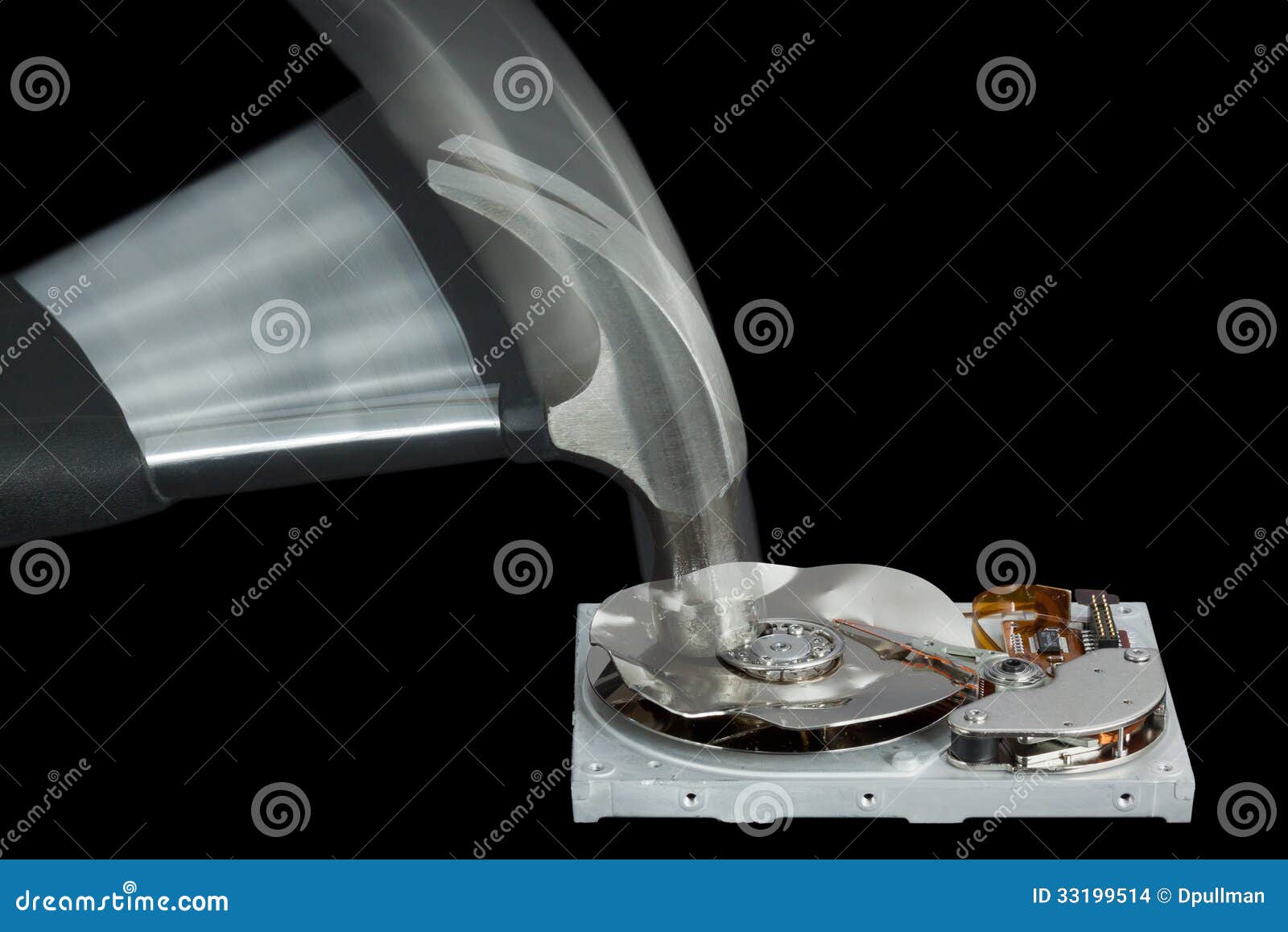 Hard Disk Drive Destroyed with a Hammer Stock Photo - Image of internal ...
