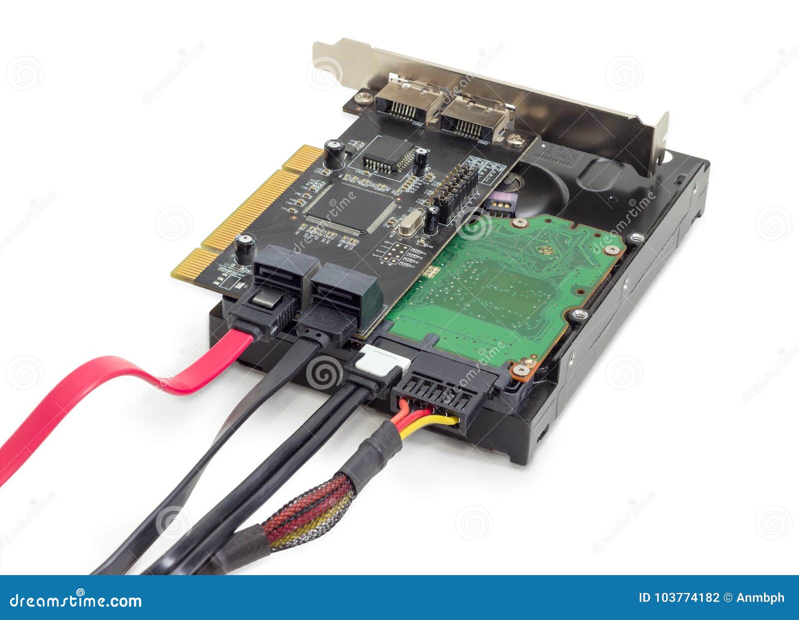 Hard Disk Drive with Disk Controller Card and Connected Cables Stock ... Hard Disk Drive with Disk Controller Card and Connected Cables Stock ...