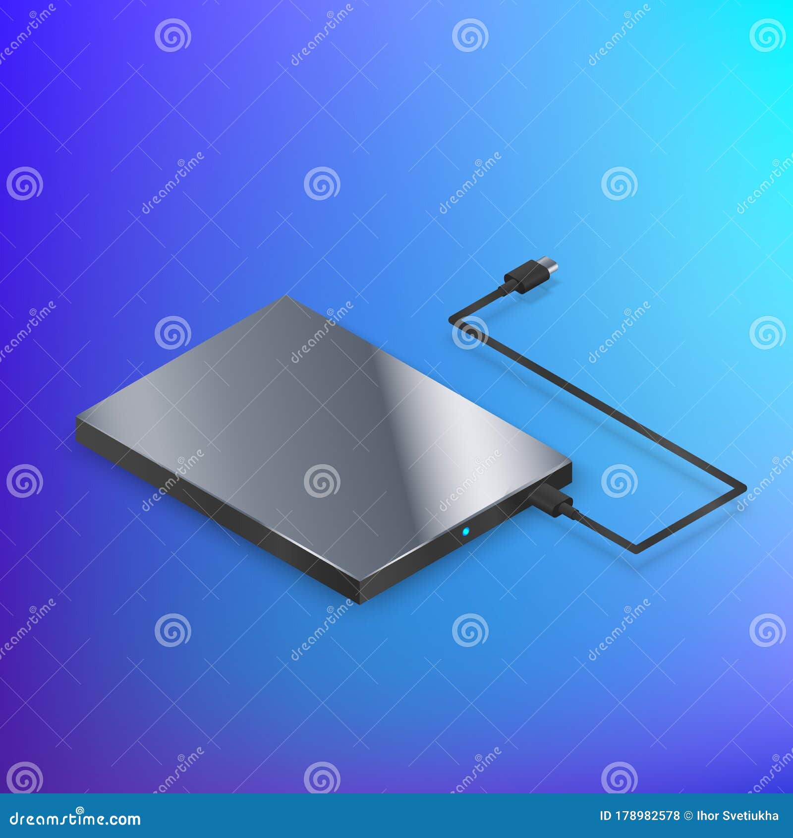 Hard Disk Drive. HDD Isometric Illustration on Blue Background Stock ...