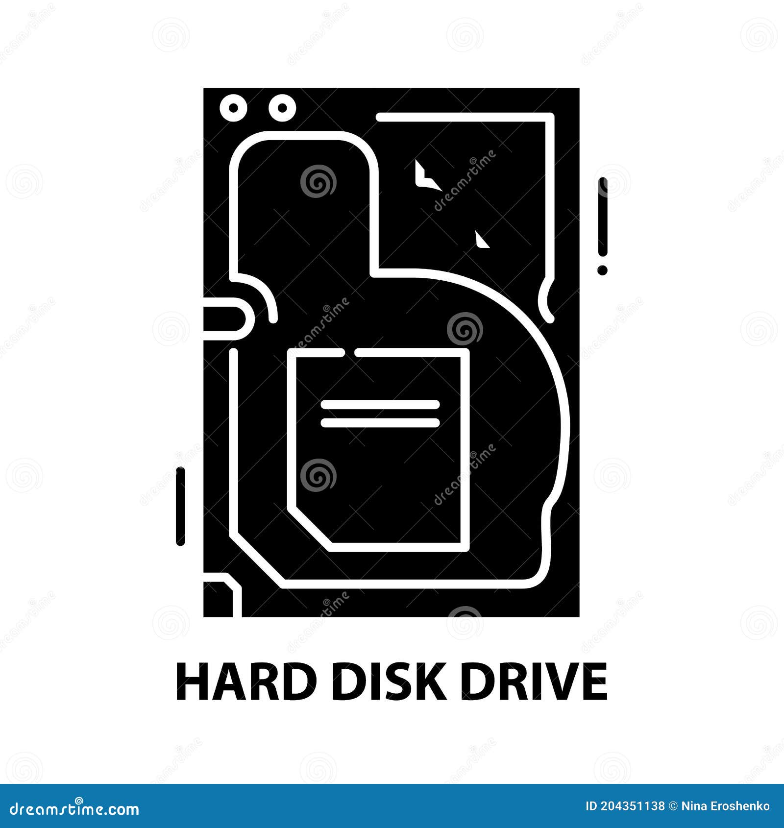 Hard Disk Drive Icon, Black Vector Sign with Editable Strokes, Concept ...