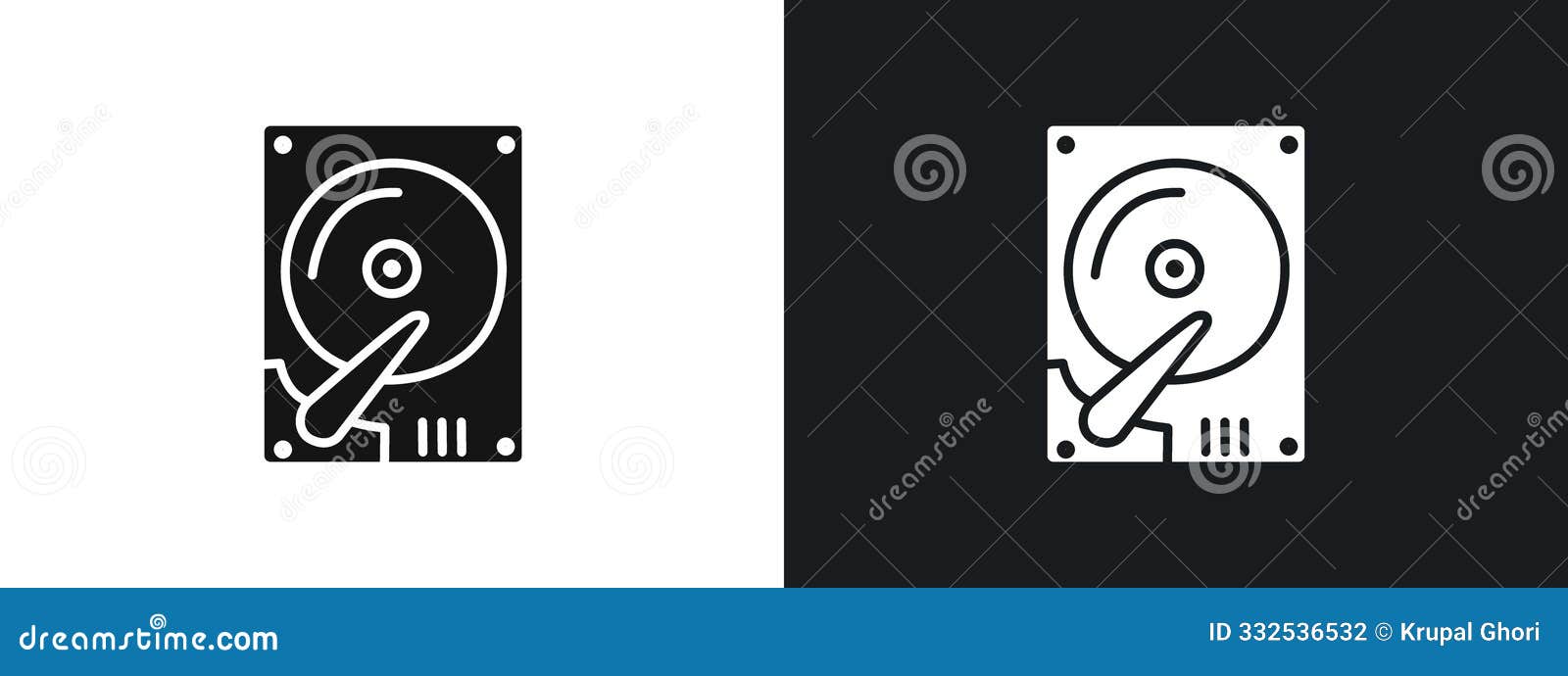 Hard Disk Drive Icon Linear Graphics Set Vector in Black Stock ...