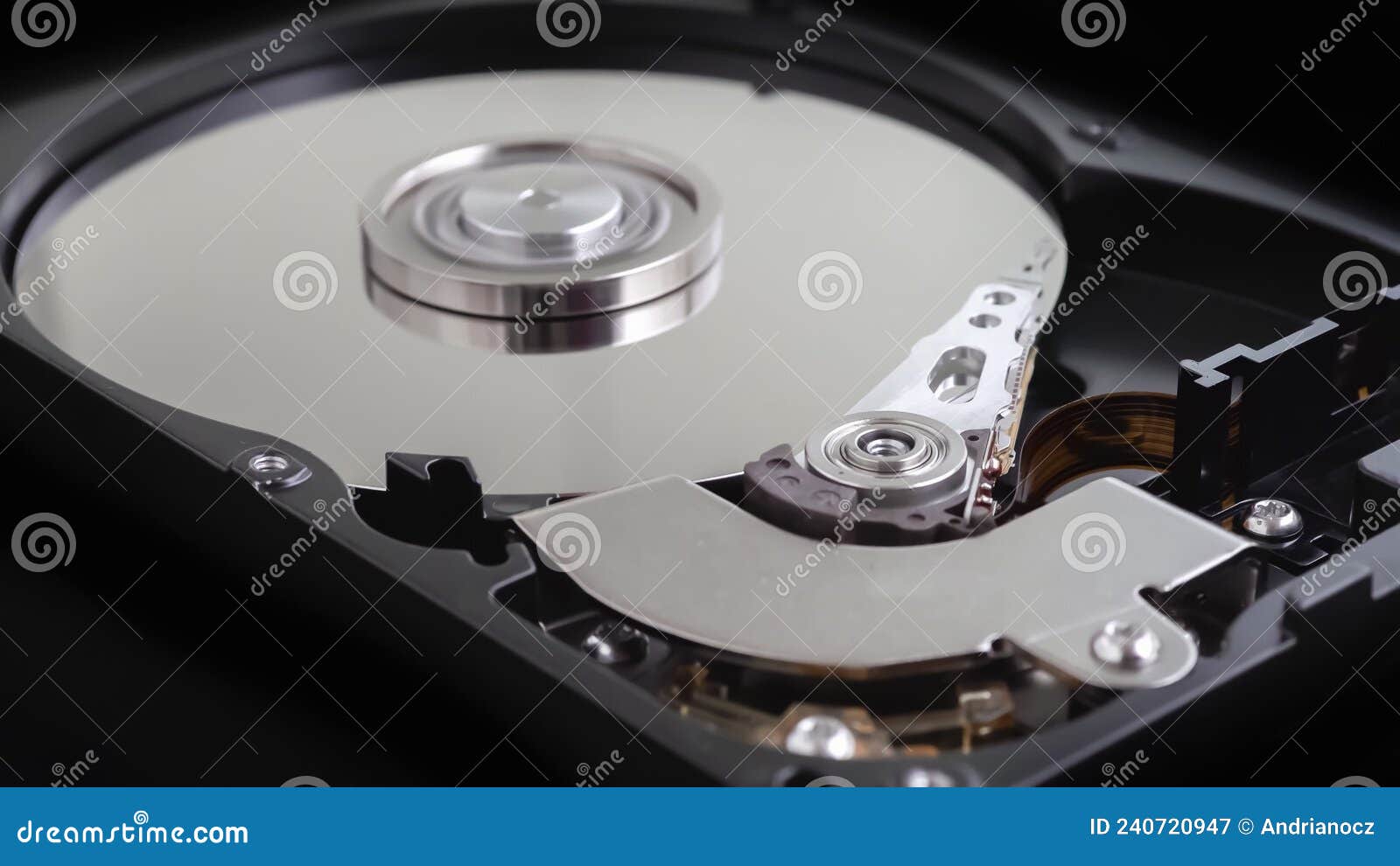 Hard Disk Drive Inside with Platter and Riding Arm Stock Video - Video ...