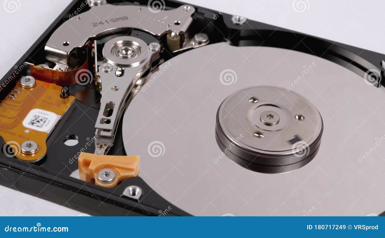 Hard Disk Drive Inside. Structure of HDD, Spinning Platter. Move ...