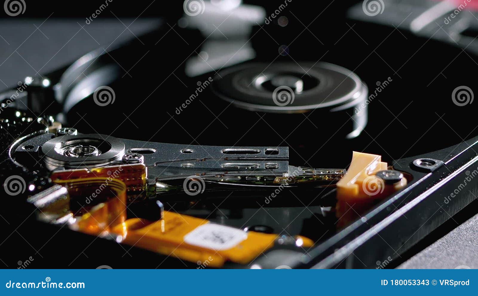 Hard Disk Drive Inside. Structure of HDD, Spinning Platter. Move ...
