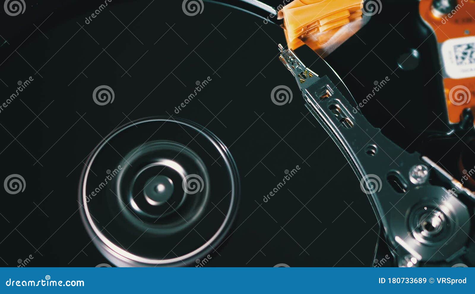 Hard Disk Drive Inside. Structure of HDD, Spinning Platter. Move ...