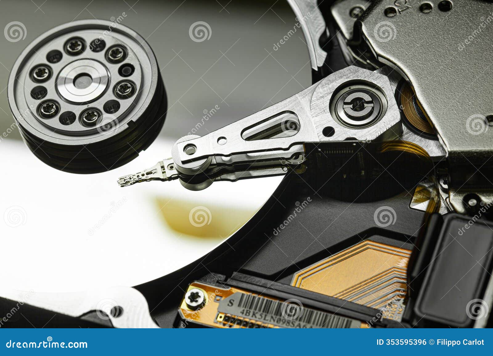 Hard Disk Drive Internals Showing Read Write Head and Platter Stock ...