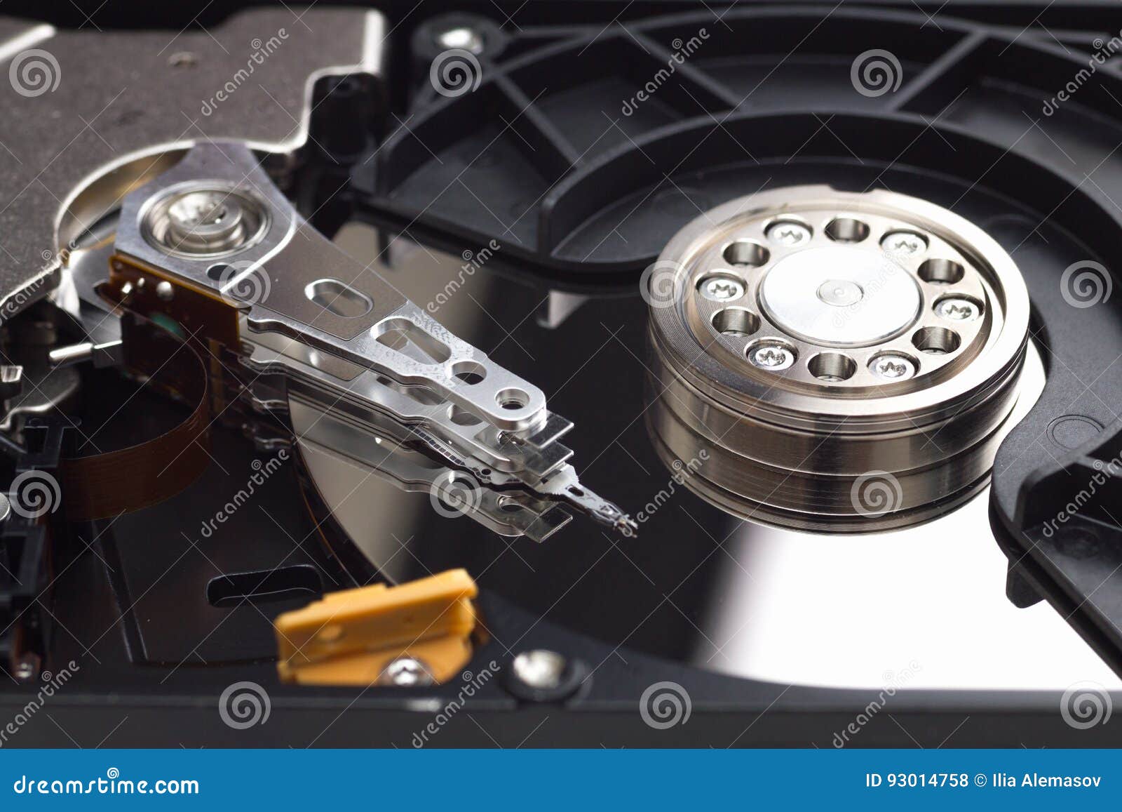 Hard disk drive open case stock photo. Image of closeup - 93014758