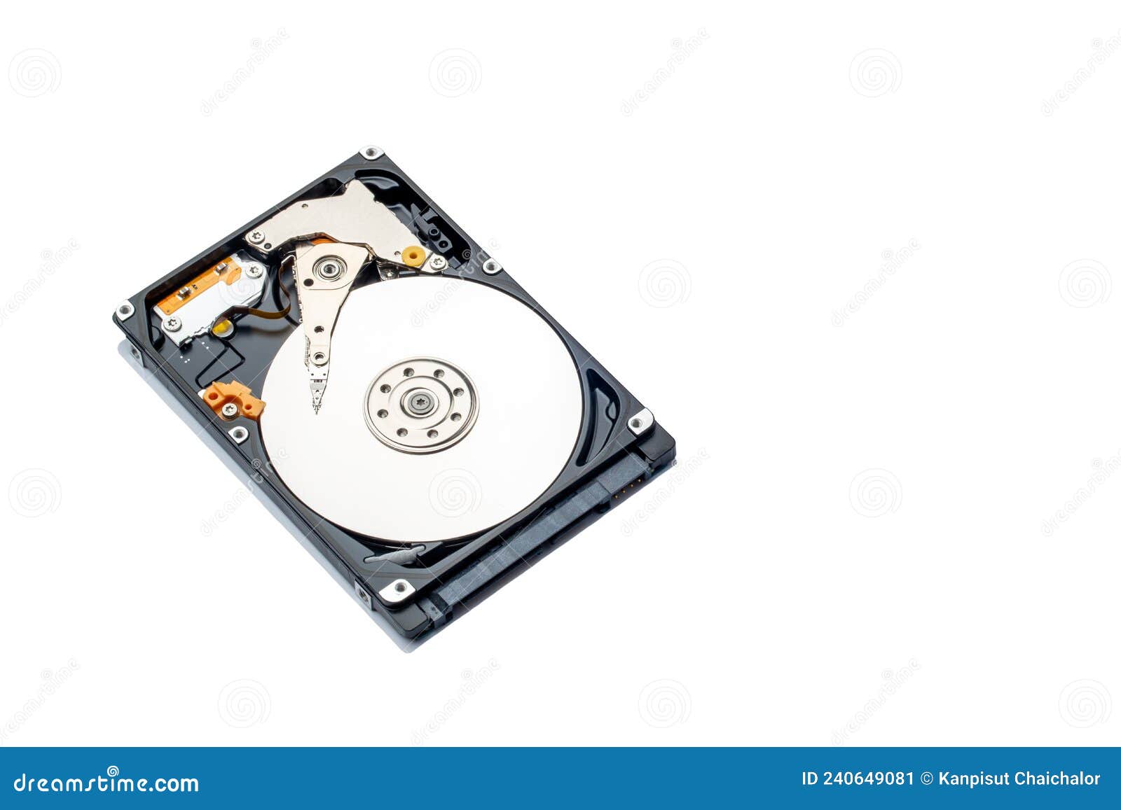 Hard Disk Drive and Open Cover. Computer Hardware, Hard Disk, Storage Device. Detail of the ...
