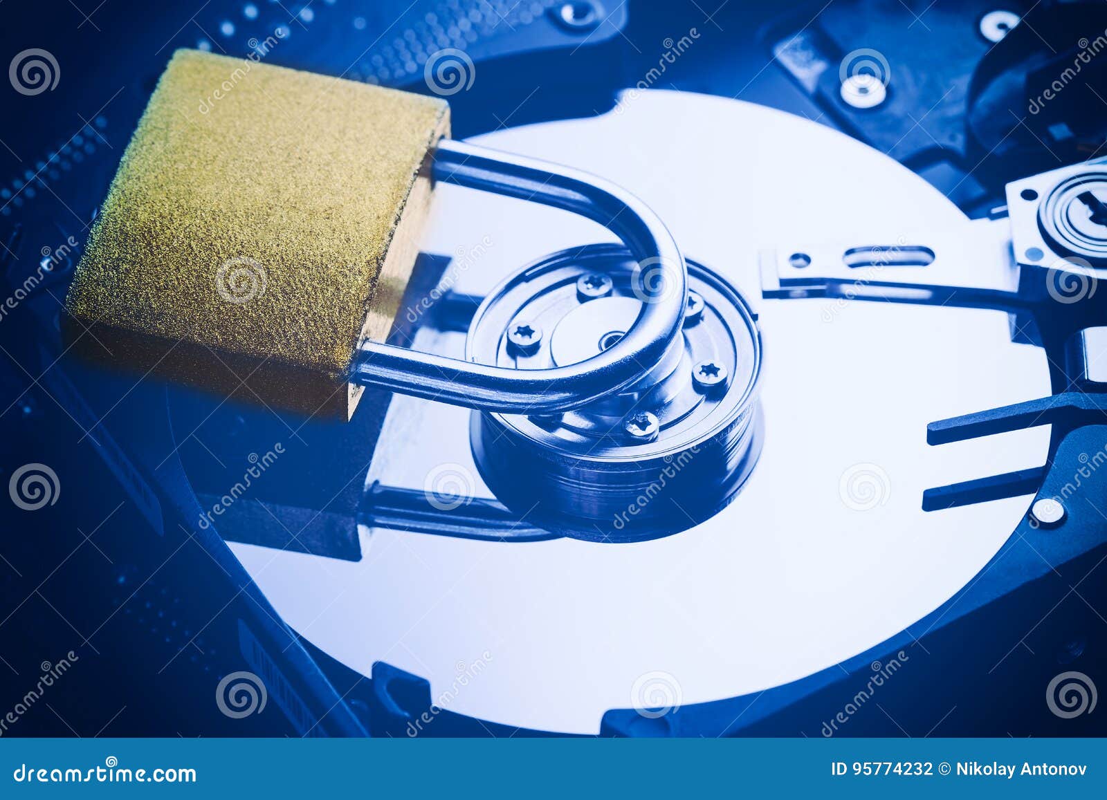Hard Disk Drive Plate with a Padlock on it. Internet Data Privacy ...