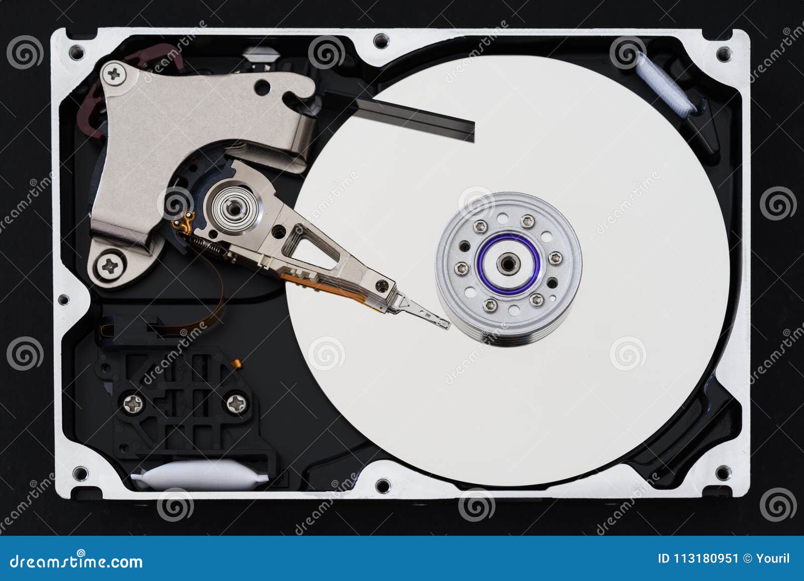 Hard Disk Drive with Removed Cover, Hdd Inside Flat View, Spindle ... Hard Disk Drive with Removed Cover, Hdd Inside Flat View, Spindle ...